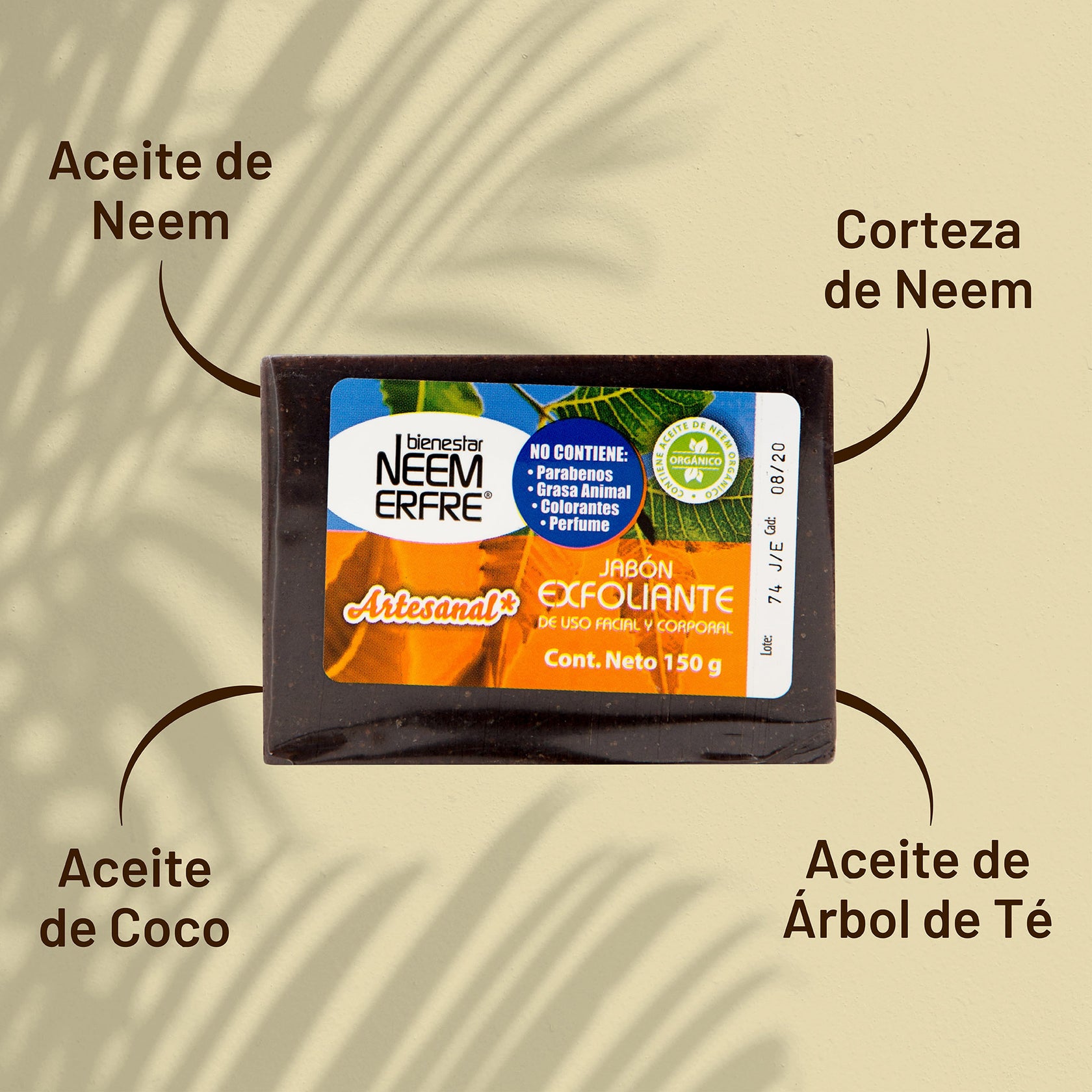 Jabón exfoliante de corteza de NEEM – bienestar NEEM ERFRE